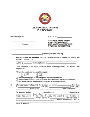 Fillable Online llojibwe LEECH LAKE BAND OF OJIBWE IN TRIBAL COURT ...