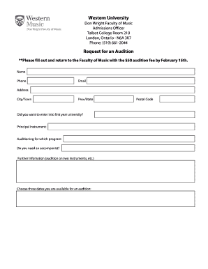 Fillable Online music uwo Western University Fax Email Print - pdfFiller