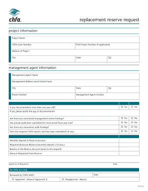 Fillable Online Replacement reserve request - chfainfocom Fax Email ...
