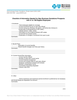 Fillable Online Checklist of Information Needed for New Business Fax ...