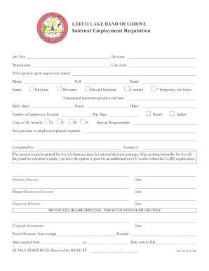 Fillable Online llojibwe LEECH LAKE BAND OF OJIBWE Internal Employment ...