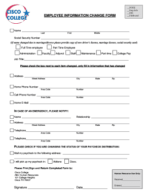 Fillable Online cisco FACULTY INFORMATION FORM - Cisco College Fax ...