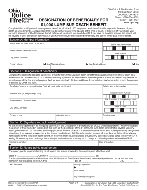 Fillable Online op-f Designation of beneficiary for 1000 Lump-Sum Death ...
