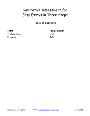 Fillable Online Summative Assessment for Easy Essays in Three Steps Fax ...