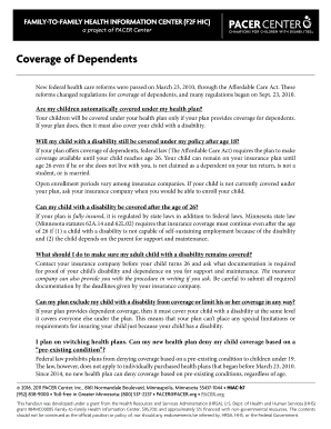 Fillable Online Coverage of Dependents Fax Email Print - pdfFiller