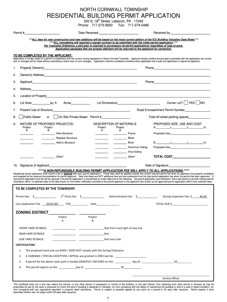Fillable Online Information Guide for Residential Building Permit ...