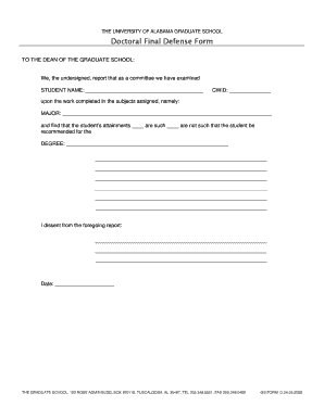 Fillable Online services graduate ua Doctoral Final Defense Form Fax Email Print - pdfFiller