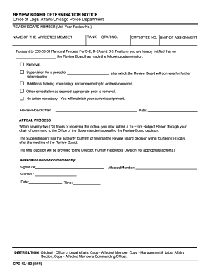 Fillable Online REVIEW BOARD DETERMINATION NOTICE Office of Legal Affairs Fax Email Print ...