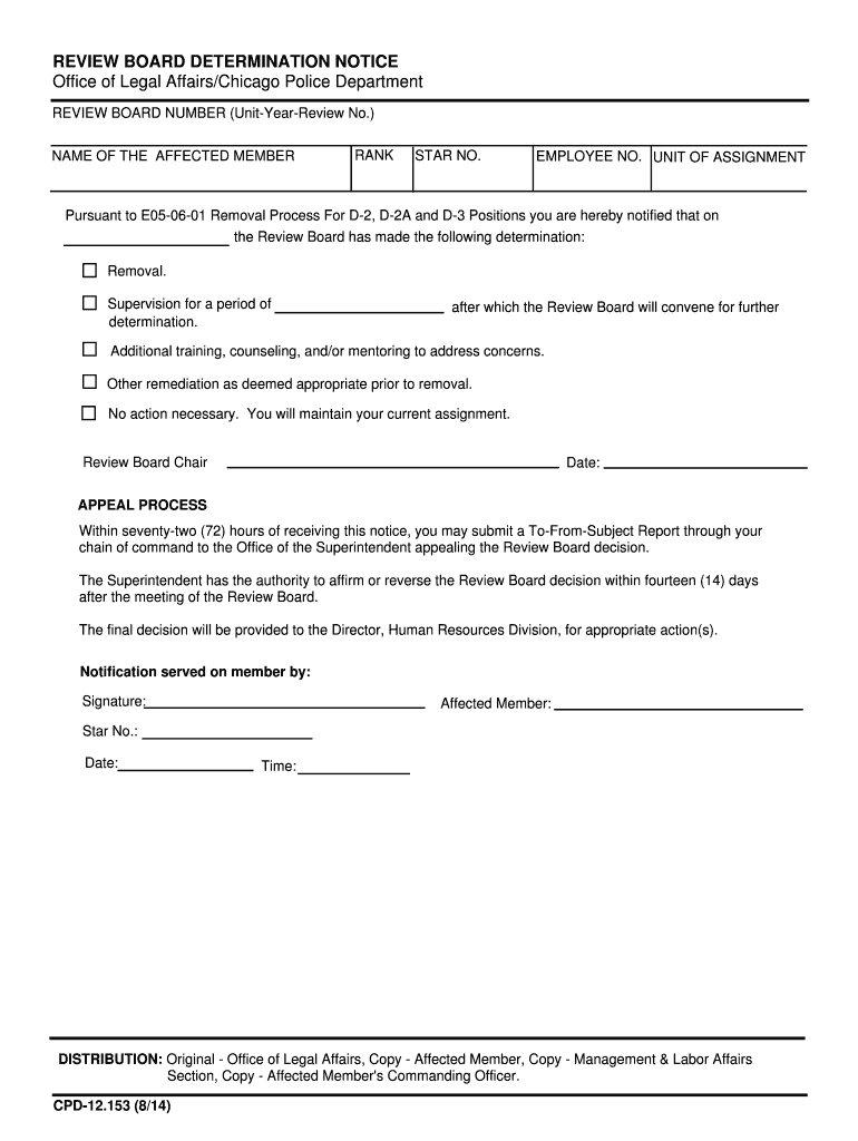 Fillable Online REVIEW BOARD DETERMINATION NOTICE Office of Legal ...