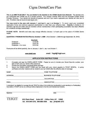 Fillable Online Cigna DentalCare Plan - TEIGIT Fax Email Print - pdfFiller