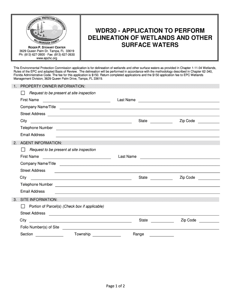 Fillable Online epchc An Application to Perform a Wetland and Other ...
