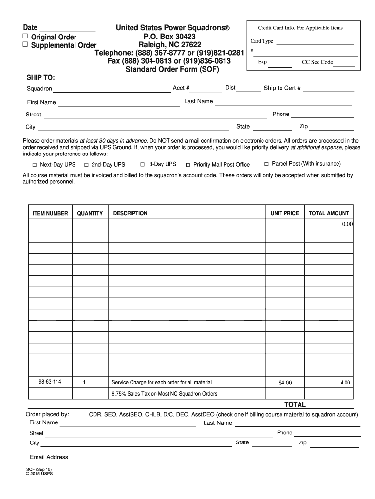 Fillable Online usps USPS Standard Order Form - usps Fax Email Print ...