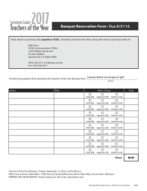 Fillable Online Banquet Reservation Form Banquet Reservation Form Fax ...