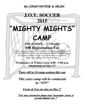 Fillable Online stconstantinehelen MIGHTY MIGHTS CAMP ...