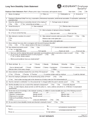 Fillable Online higginbotham Long Term Disability Claim Statement Fax ...