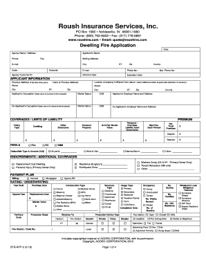 Fillable Online Roush Insurance Ser v ices Inc - Special Risk ...