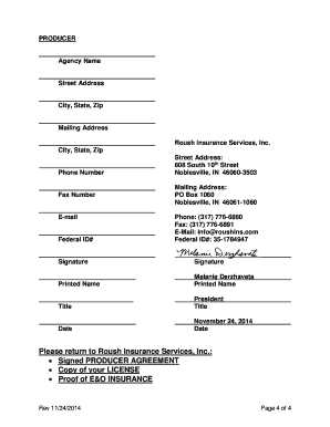 Fillable Online Roush Insurance Services Inc - Special Risk Professionals Fax Email Print ...