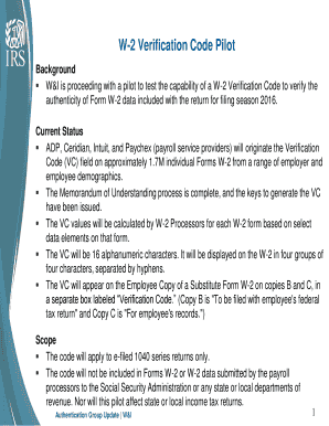 Fillable Online W-2 Verification Code Pilot Fax Email Print - pdfFiller