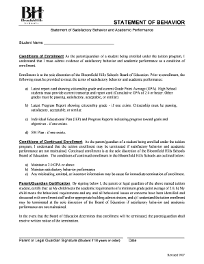 Fillable Online Statement of Behaviordoc Fax Email Print - pdfFiller