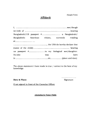 Fillable Online Sample Form Affidavit - bbangladeshconsulatelacomb Fax ...