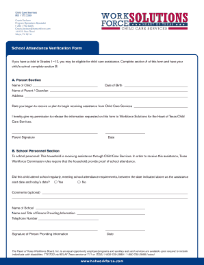 Fillable Online School Attendance Verification Form - Workforce ...