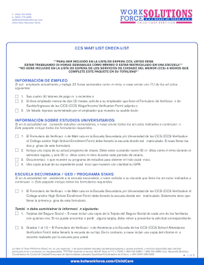 Fillable Online CCS WAIT LIST CHECK-LIST - hotworkforcecom Fax Email ...