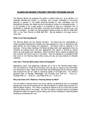 Fillable Online PLANNING BOARD PROJECT REVIEW PROCESS GUIDE Fax Email ...