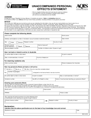 Fillable Online AU B534 Customs Form.pdf Fax Email Print - pdfFiller
