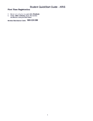 Fillable Online web pdx Student QuickStart Guide ARIS Fax Email Print - pdfFiller