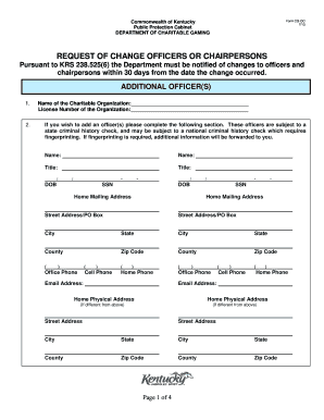 Fillable Online dcg ky REQUEST OF CHANGE OFFICERS OR CHAIRPERSONS ...