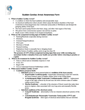 Fillable Online carrollk12 Sudden Cardiac Arrest Awareness Form ...