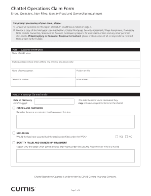 Fillable Online Chattel Operations Claim Form Fax Email Print - pdfFiller