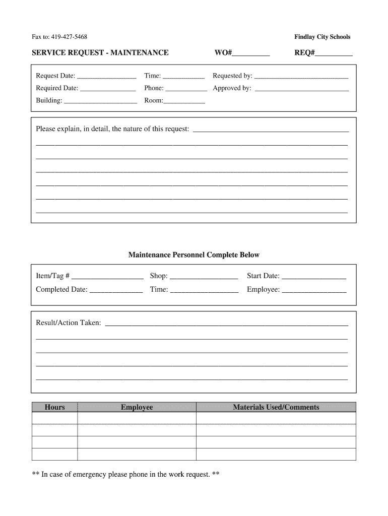 Fillable Online findlaycityschools Request Date Time Requested by ...