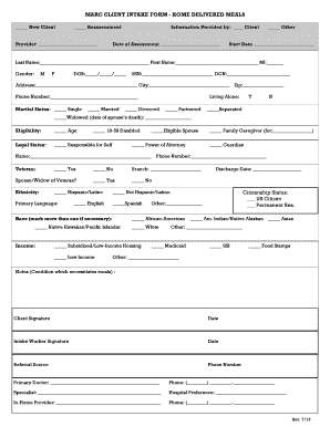 Fillable Online marc MARC CLIENT INTAKE FORM - HOME DELIVERED MEALS ...