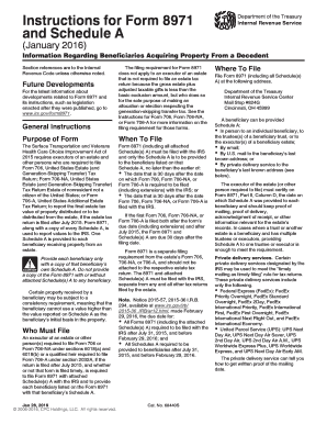 Fillable Online Instructions for Form 8971 and Schedule A (Rev. January ...