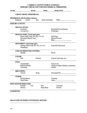 Fillable Online carrollk12 SEIZURE CHECK LIST FOR NONMEDICAL PERSONNEL ...