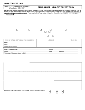 Fillable Online carrollk12 CHILD ABUSE OR NEGLECT GUIDELINES ...