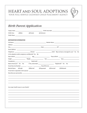 Fillable Online Birth Parent Application Fax Email Print - pdfFiller