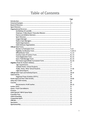 Fillable Online Table of Contents - CSAA Louisville Fax Email Print ...