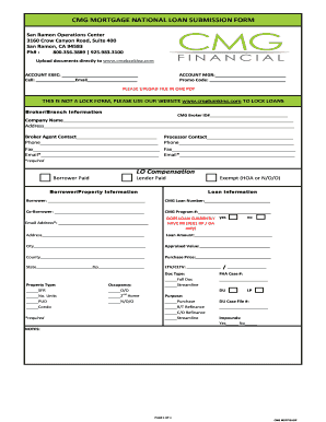 Fillable Online CMG MORTGAGE NATIONAL LOAN SUBMISSION FORM Fax Email ...