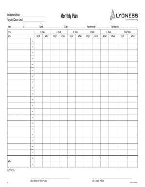 Fillable Online Production Month Monthly Plan Targeted Career Level Fax ...