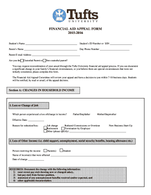 Fillable Online Appeal Form 15-16 - Tufts University Fax Email Print ...