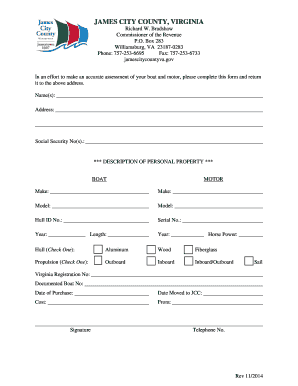 Fillable Online jamescitycountyva Boat - Motor Form Boat - Motor Form ...