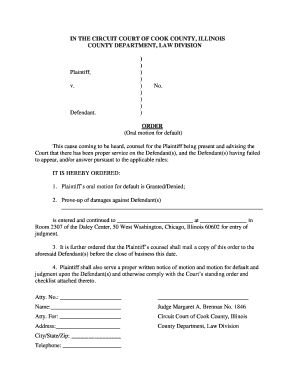Fillable Online cookcountycourt (Oral motion for default ...