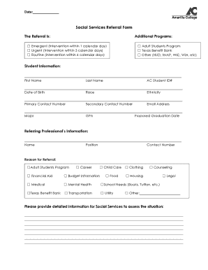 Fillable Online actx Social Services Referral Form Fax Email Print ...