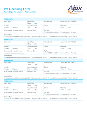 Fillable Online Pet Licensing Form - ajaxca Fax Email Print - pdfFiller