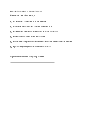 Fillable Online smhealth Narcotic Administration Review Checklist ...