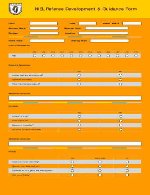 Fillable Online NISL Referee Development Guidance Form Fax Email Print ...
