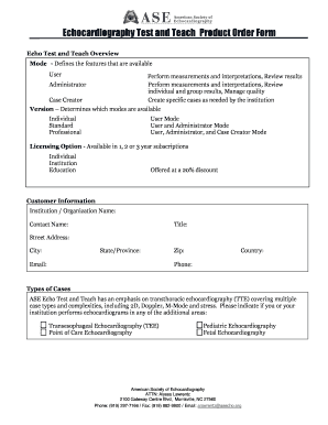 Fillable Online asecho Echocardiography Test and Teach Product Order ...