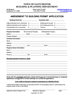 Fillable Online eastchester AMENDMENT TO BUILDING PERMIT APPLICATION ...